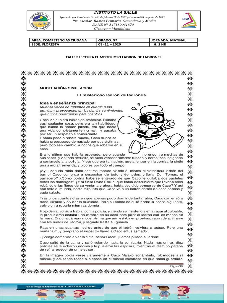 5º Taller Lectura El Misterioso Ladron de Ladrones | PDF