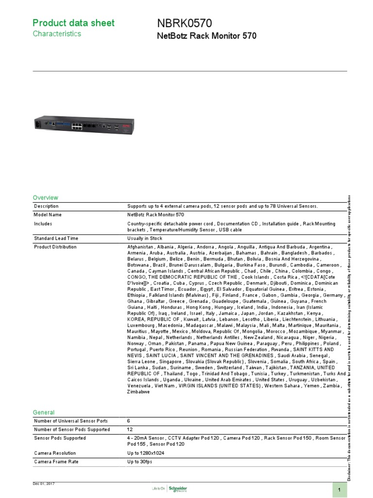 NetBotz 500 - NBRK0570 - APC | PDF | Network Protocols | Telecommunications