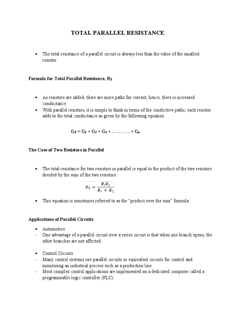 Total Parallel Resistance | PDF