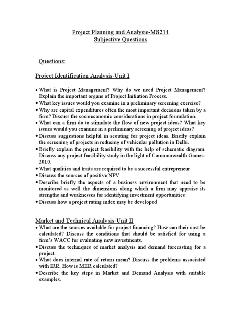 PPA Subjective Questions | PDF | Internal Rate Of Return | Risk