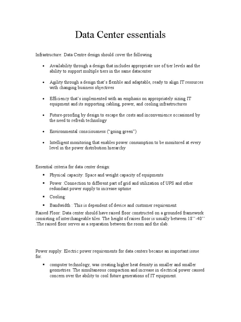 Data Centre Essentials | PDF | Data Center | Hvac