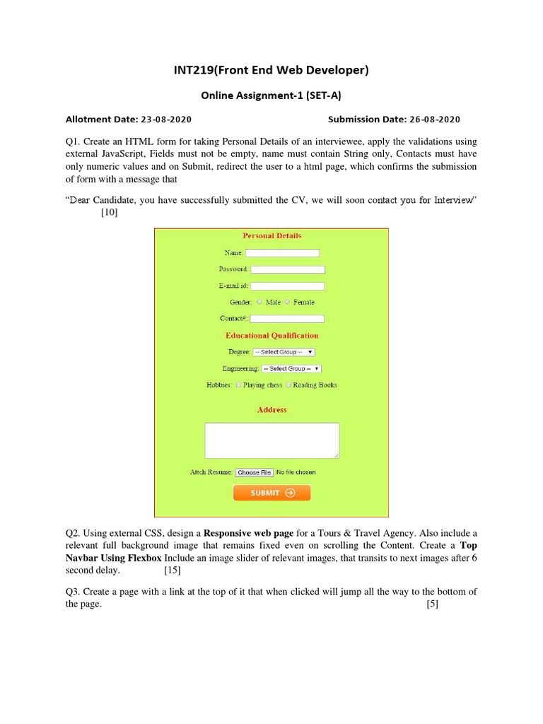 OnlineAssign1 Web Development LPU | PDF | Cascading Style Sheets ...
