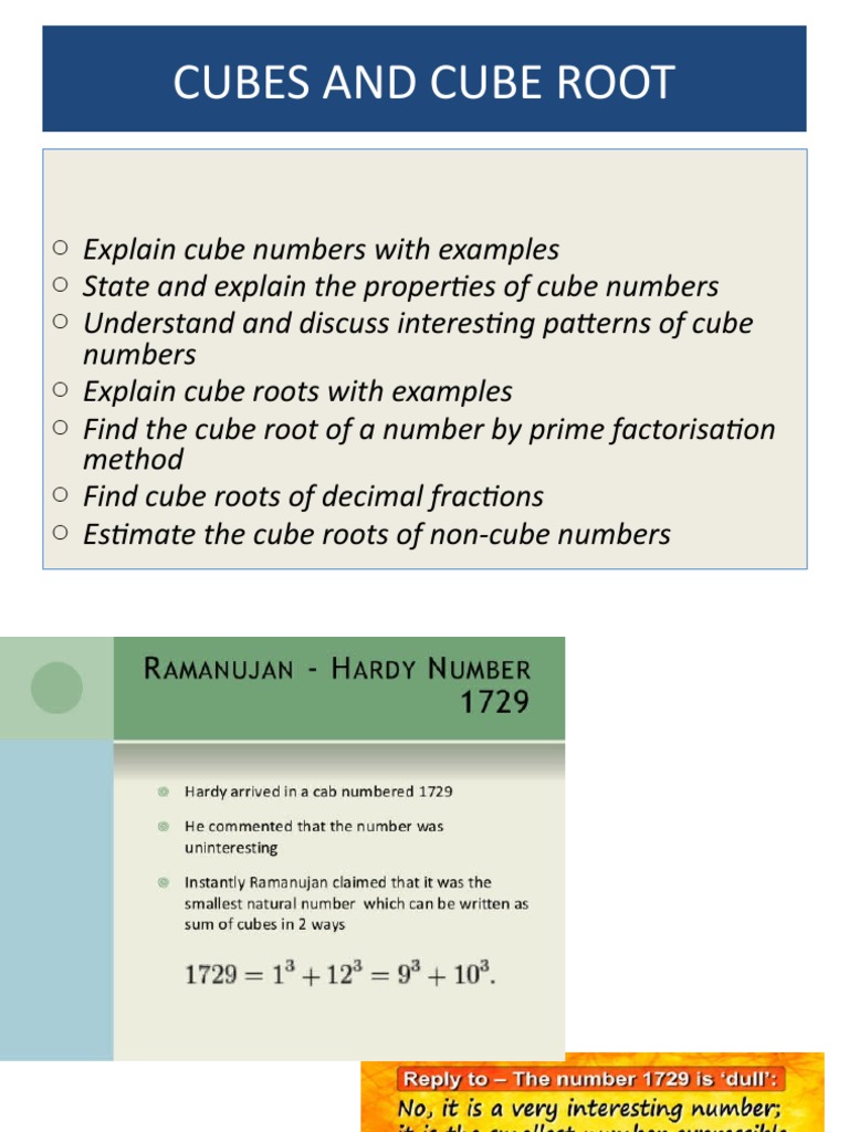 Cube and Cube Root PPT | PDF | Numbers | Factorization
