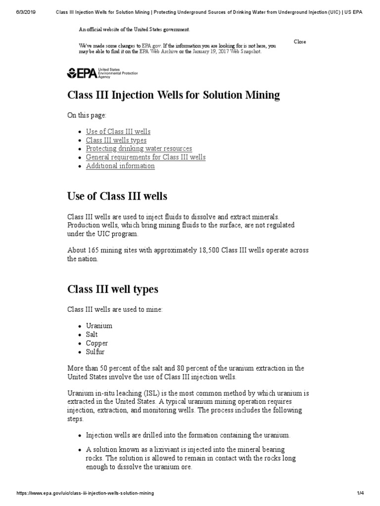 Class III Injection Wells For Solution Mining - Protecting Underground ...
