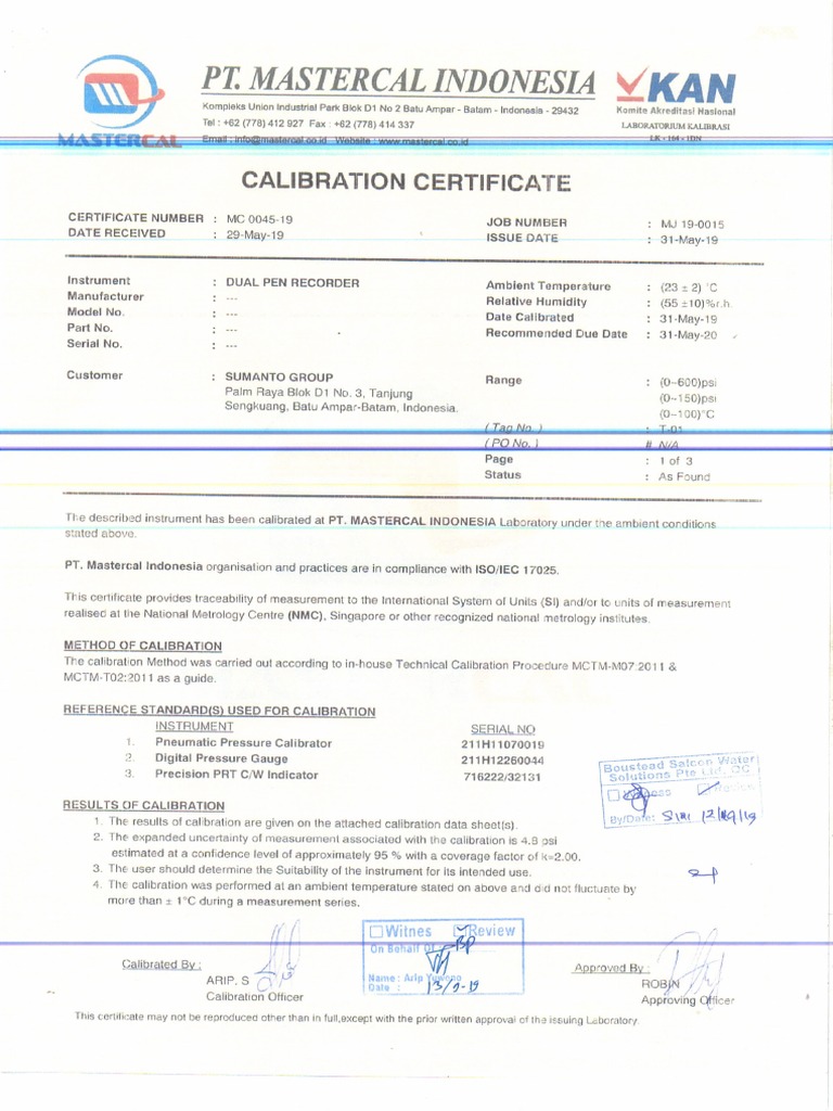 Calibration Certificate | PDF