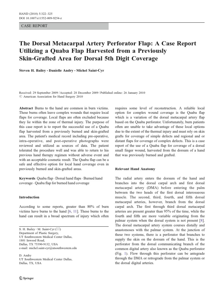 Reconstruction of Dorsal Finger Wound | PDF | Hand | Finger