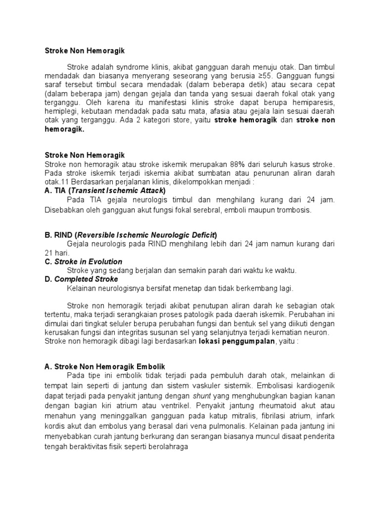 Stroke Non Hemoragik | PDF