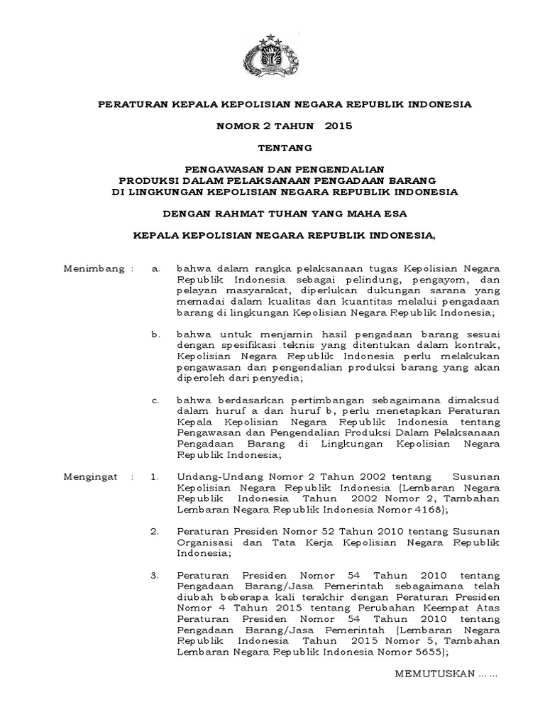 Narasi Perkap Wasdal | PDF