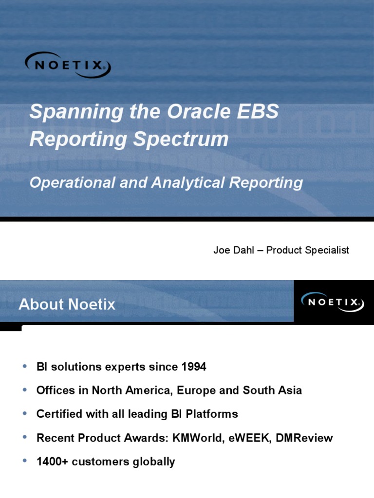 Noetix Pres | PDF | Business Intelligence | Oracle Database