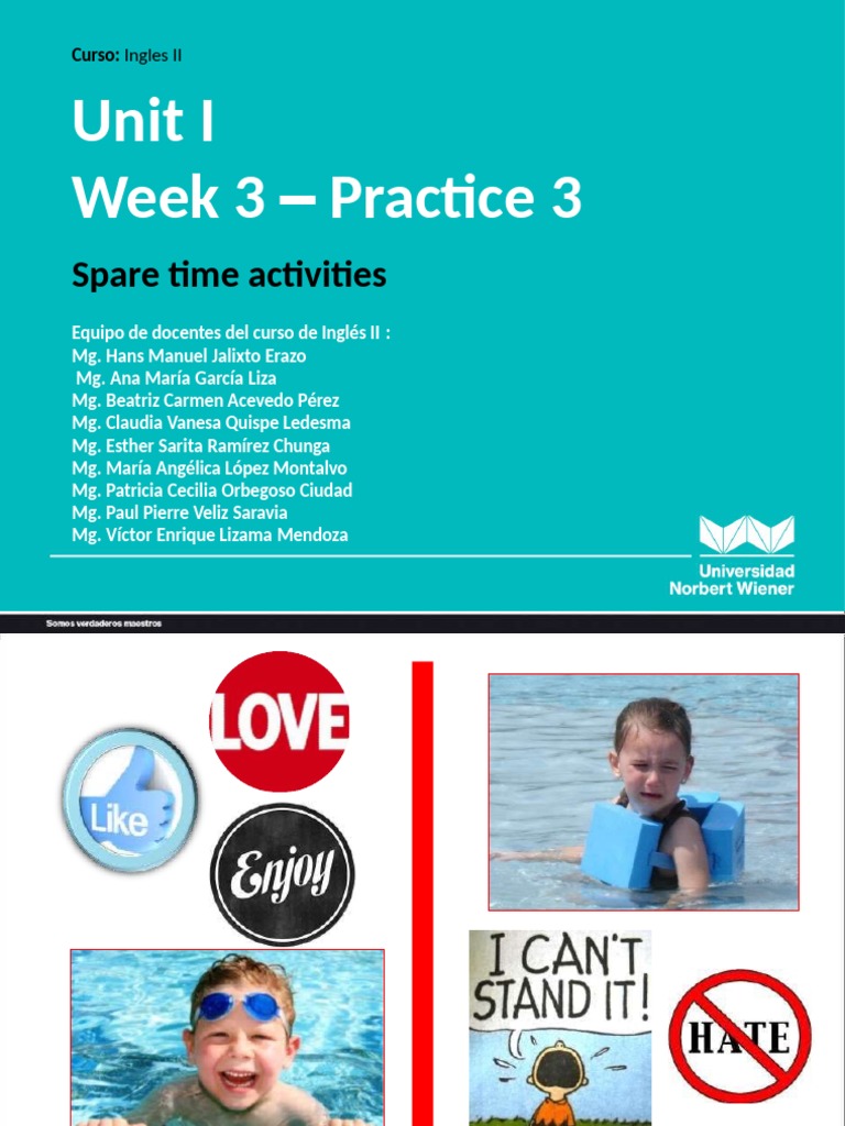 Unit I Week 3 - Practice 3: Spare Time Activities | PDF | Semantic ...