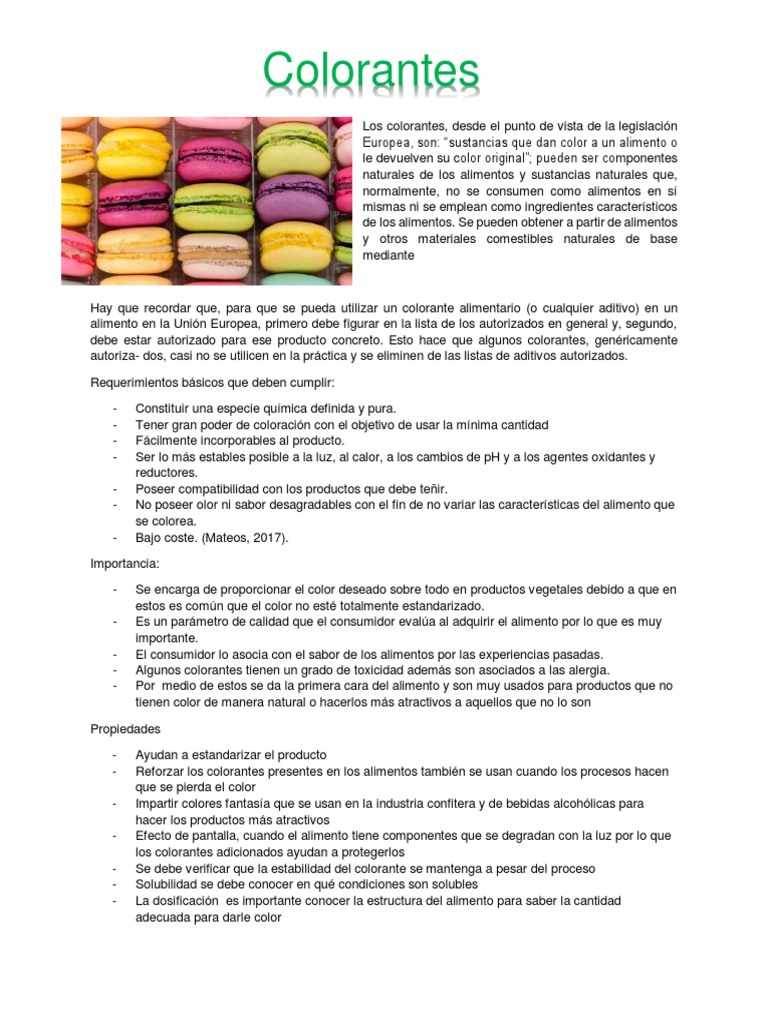 Aditivos y Colorantes Alimentarios | PDF | Alimentos | Pigmento