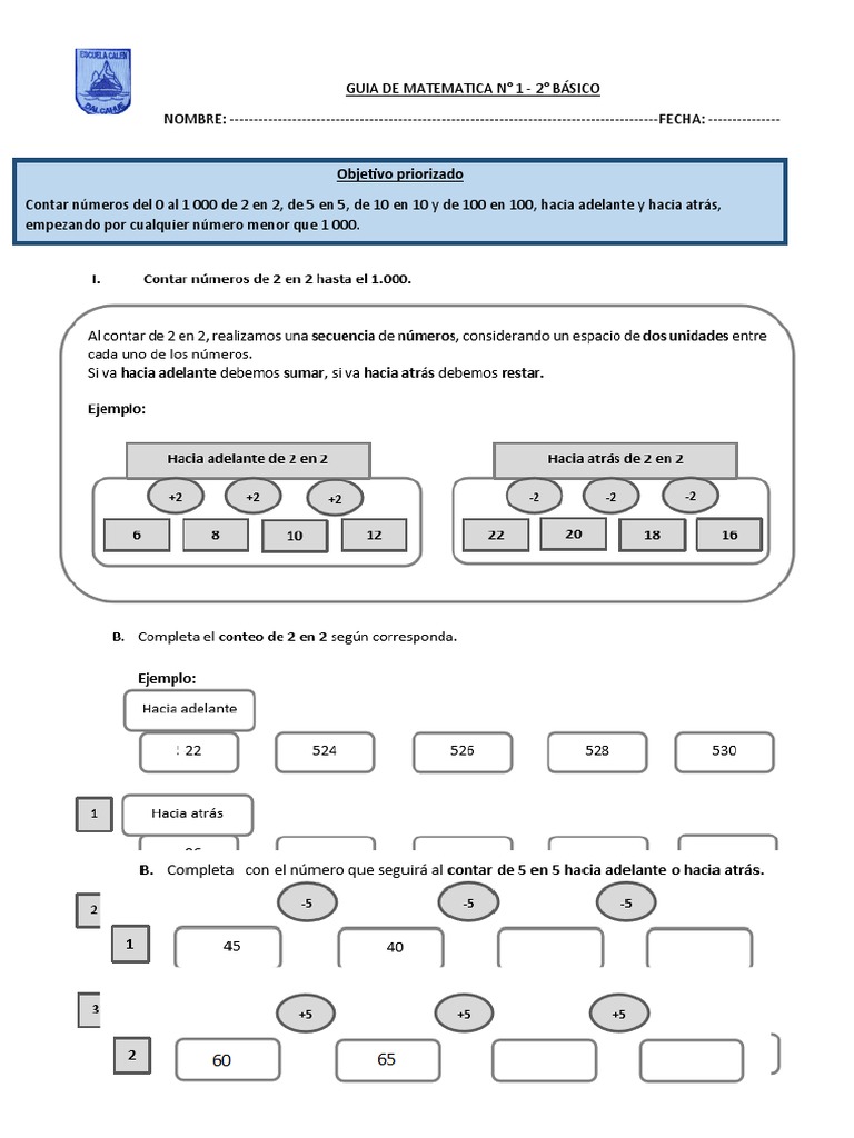 Contar Números del 0 al 1000 en 2° Básico | PDF