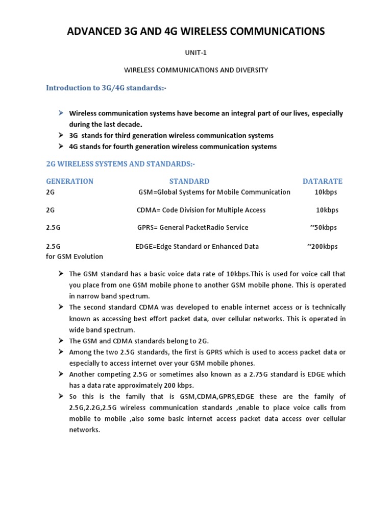 Advanced 3G and 4G Wireless Communications: Introduction To 3G/4G ...