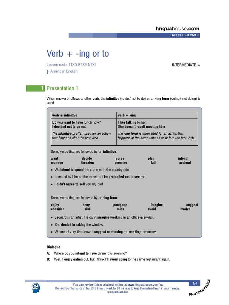Guia de Verbos Con ING | PDF | English Grammar