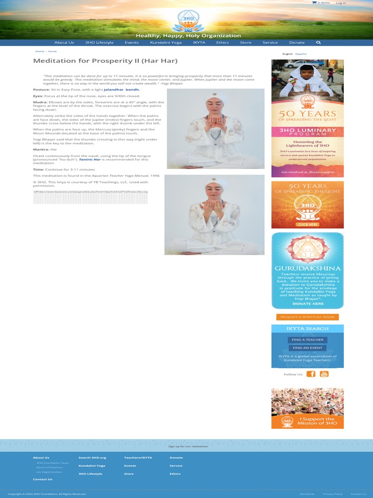 Meditation For Prosperity II (Har Har) - 3HO Foundation | PDF ...