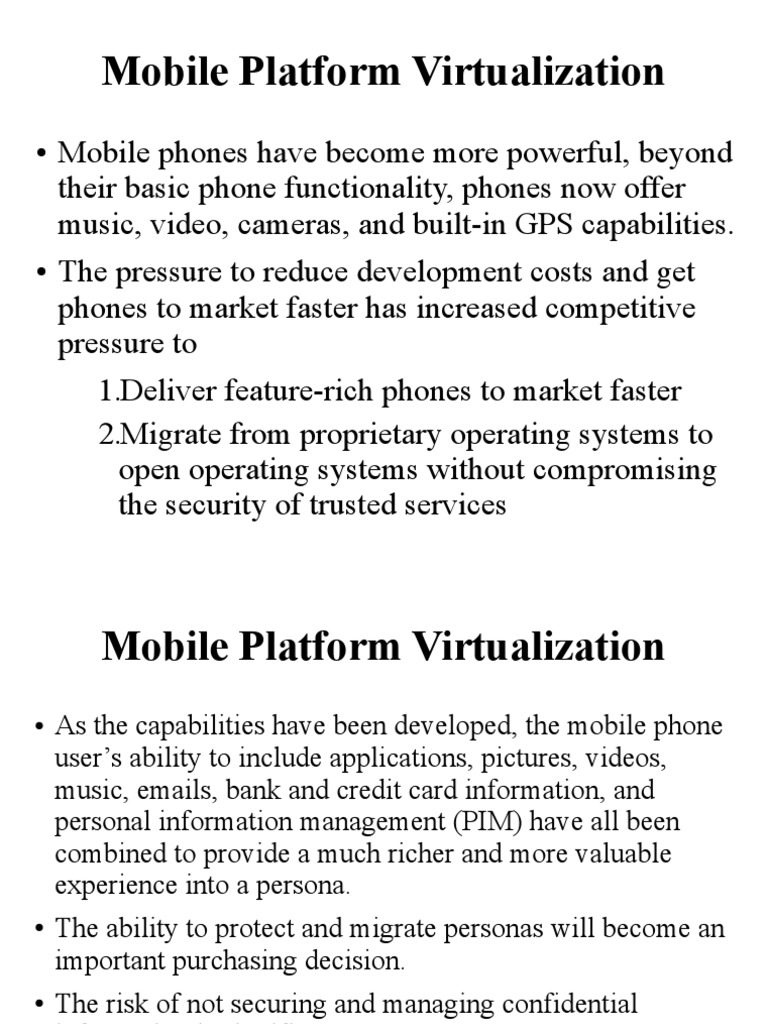 Mobile Platform Virtualization | PDF | Virtualization | Operating System