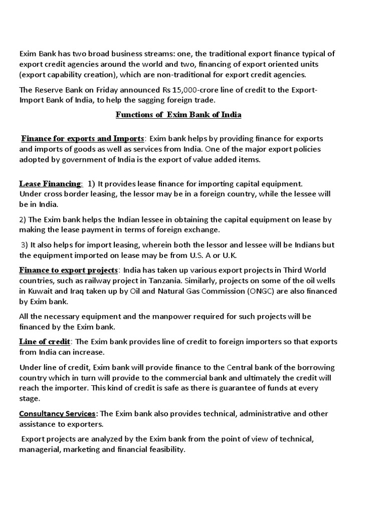Functions of Exim Bank | PDF