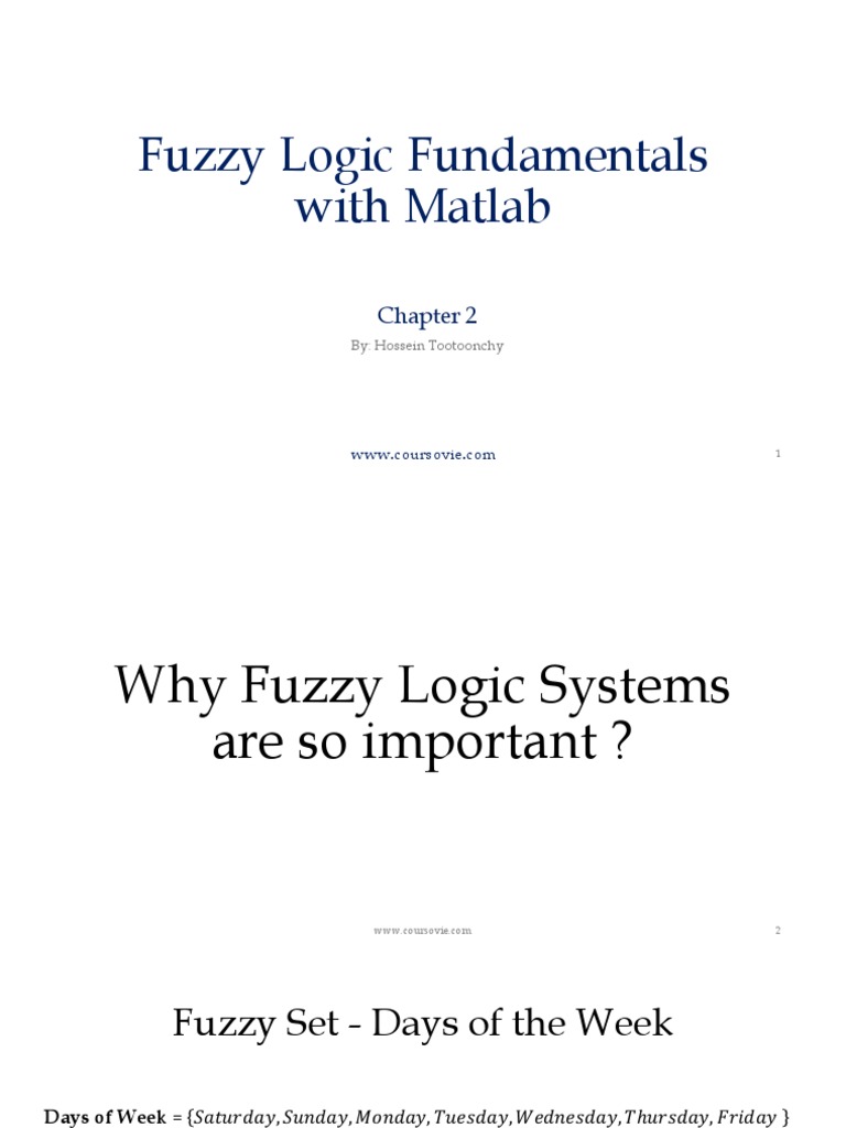 Fuzzy Logic Fundamentals With Matlab: By: Hossein Tootoonchy | PDF ...