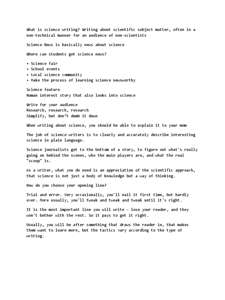 What Is Science Writing | PDF