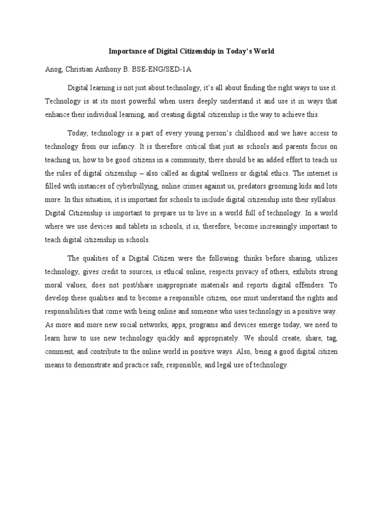 Digital Citizenship (Christian Anog) | PDF