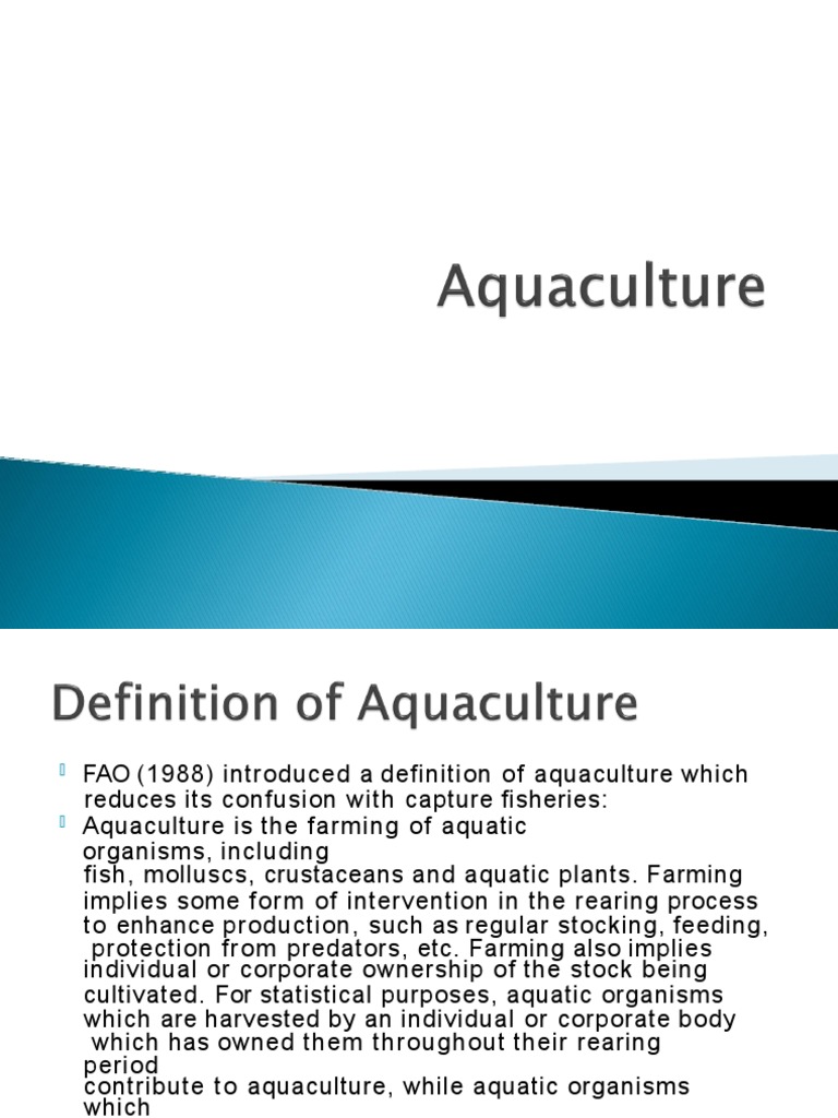 Introduction of Aquaculture | PDF | Agriculture | Food Industry