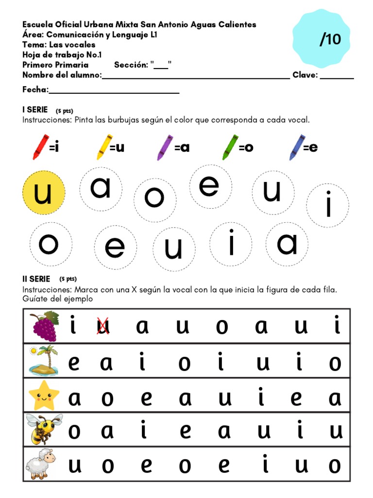 Hoja De Trabajo Del Equipo De Vocales Hojas De Trabajo De Las Vocales