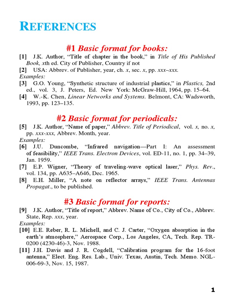 (15 Basic Formats) References (IEEE Style) | PDF | Computing And ...