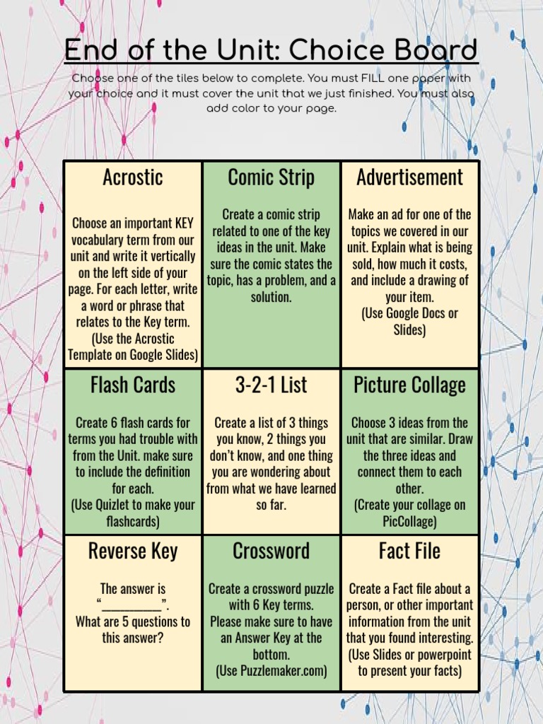 Science Choice Board 1 | PDF