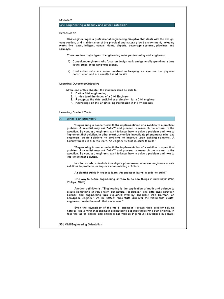 Civil Engineering Orientation | PDF | Engineer | Engineering