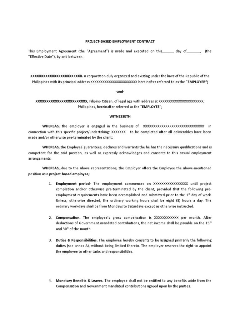 Project Contract | PDF | Employment | Confidentiality