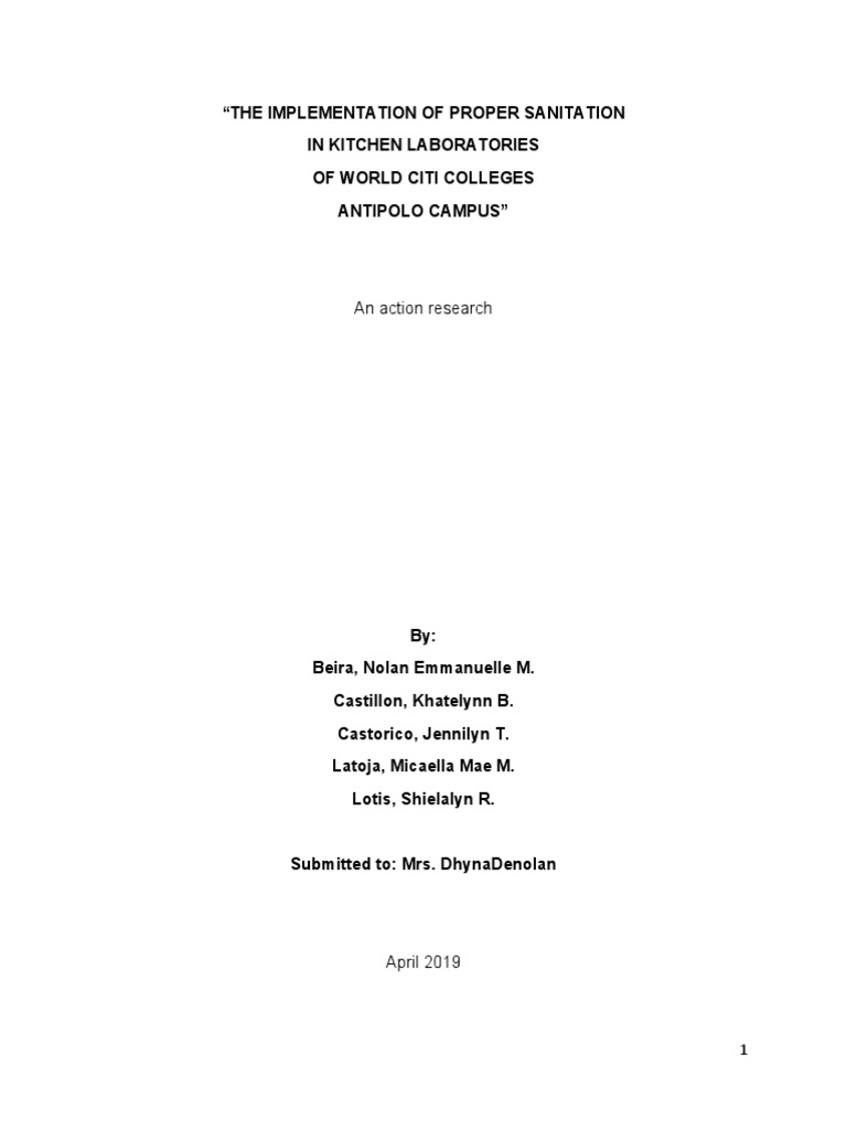 Action Research | PDF | Laboratories | Hygiene