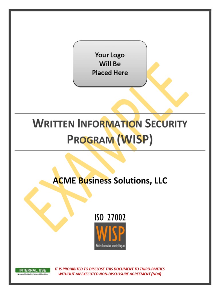 Example Written Information Security Program Iso 27002 | PDF ...