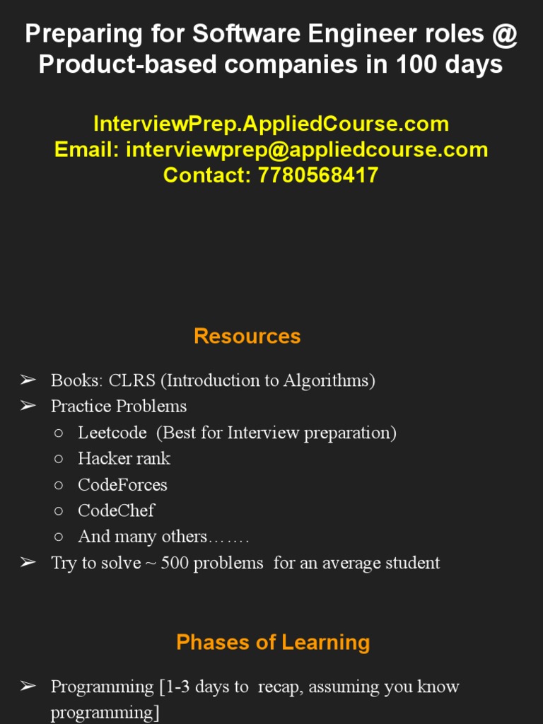 100-Day Prep for Product-Based Interviews | PDF | C++ | Dynamic Programming