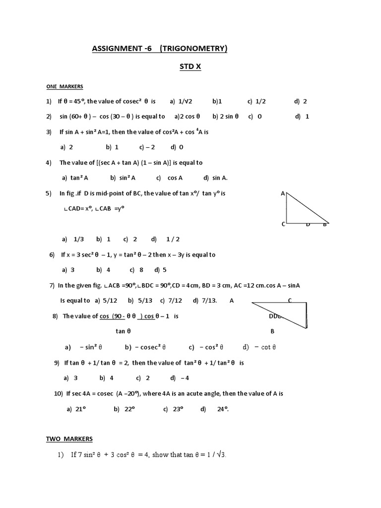 CBSE Class 10 Applications of Trigonometry | PDF | Sine | Trigonometric ...