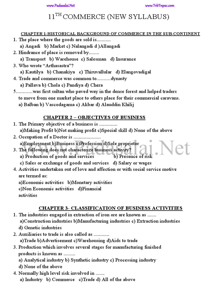 11th Commerce One Mark Questions PDF | PDF | Bill Of Lading | Balance ...