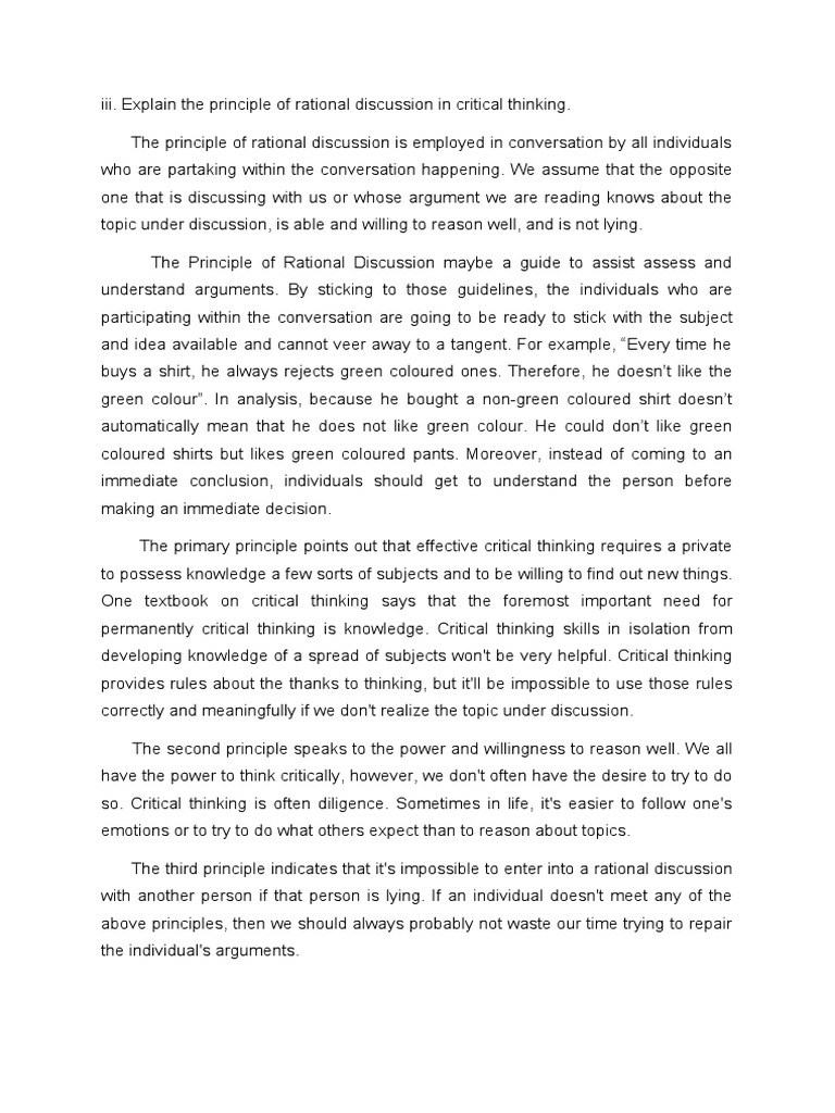 Principle of Rational Discussion | PDF | Critical Thinking | Argument
