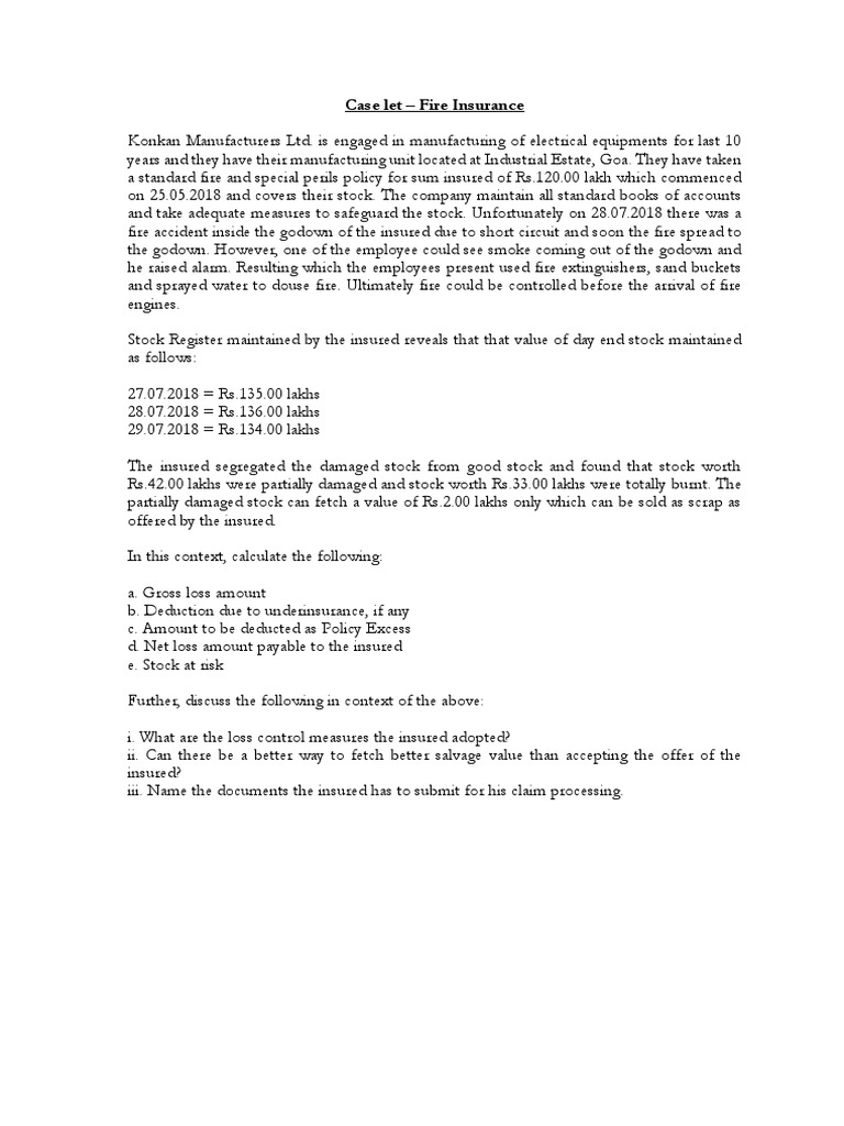 Fire Insurance Claim for Konkan Manufacturers Ltd | PDF