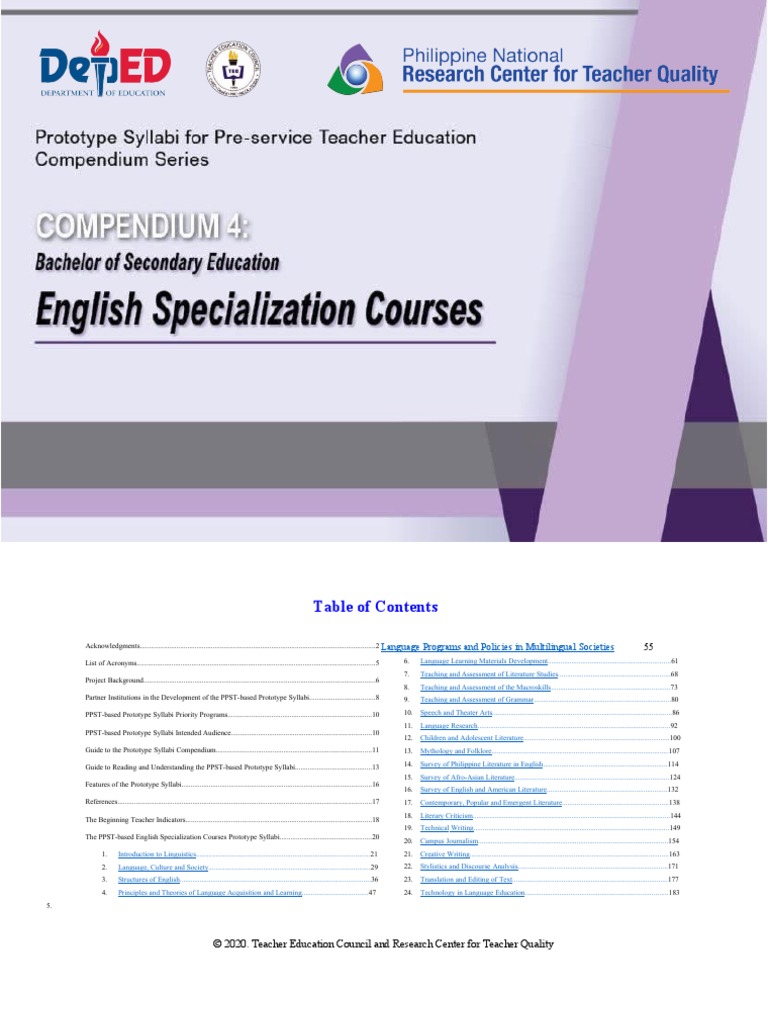 English Prototype Syllabi Compendium | PDF | Curriculum | Teachers