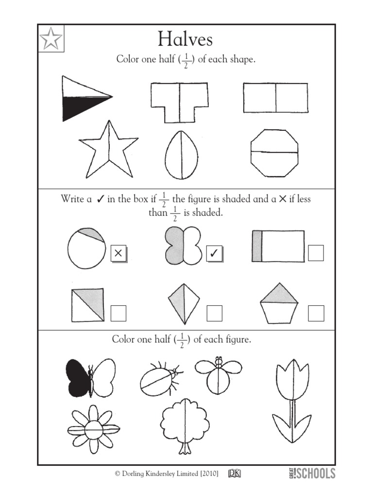Halves: Color One Half of Each Shape | PDF