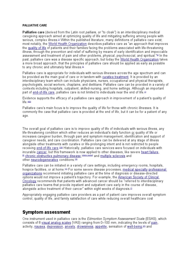 Palliative Care: Palliative Care (Derived From The Latin Root Palliare ...