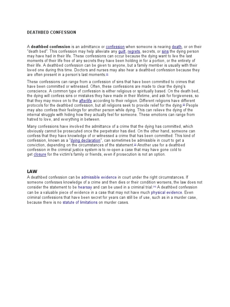Confession Death Guilt Regrets Sins | PDF | Government Information ...