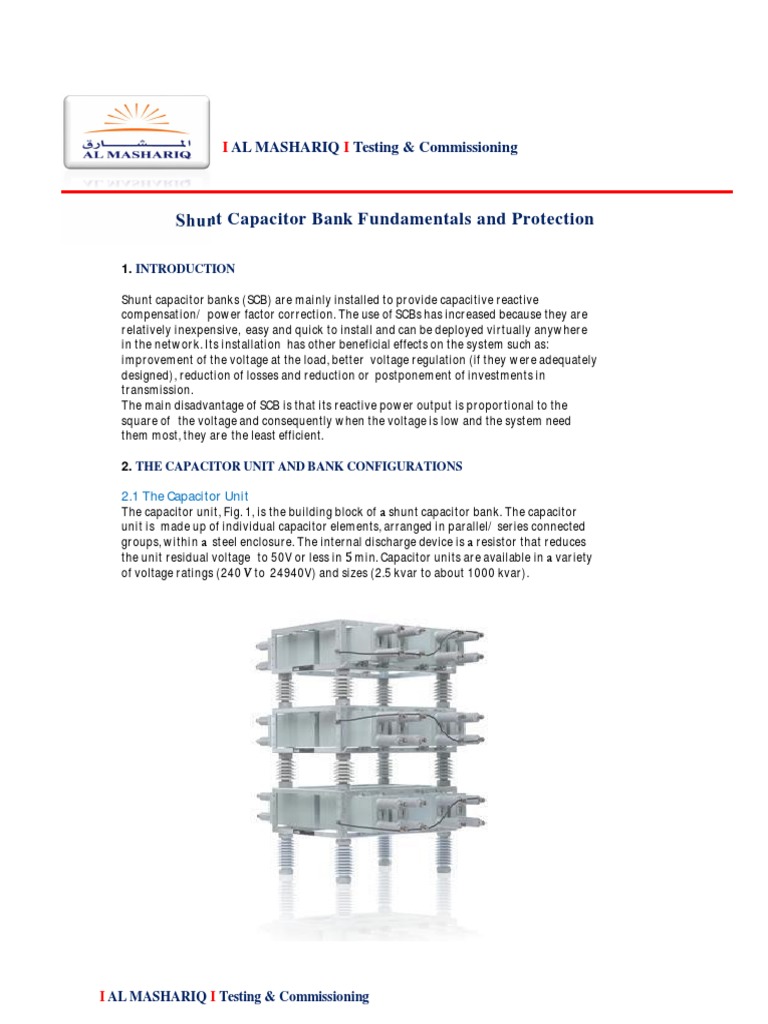 Shunt Capacitor Bank Fundamentals and Protection: Al Mashariq Testing ...