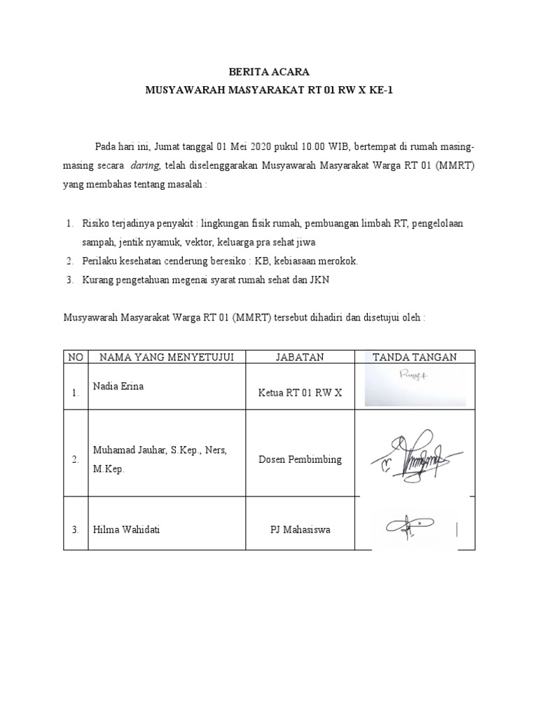 Berita Acara MMT 1 | PDF