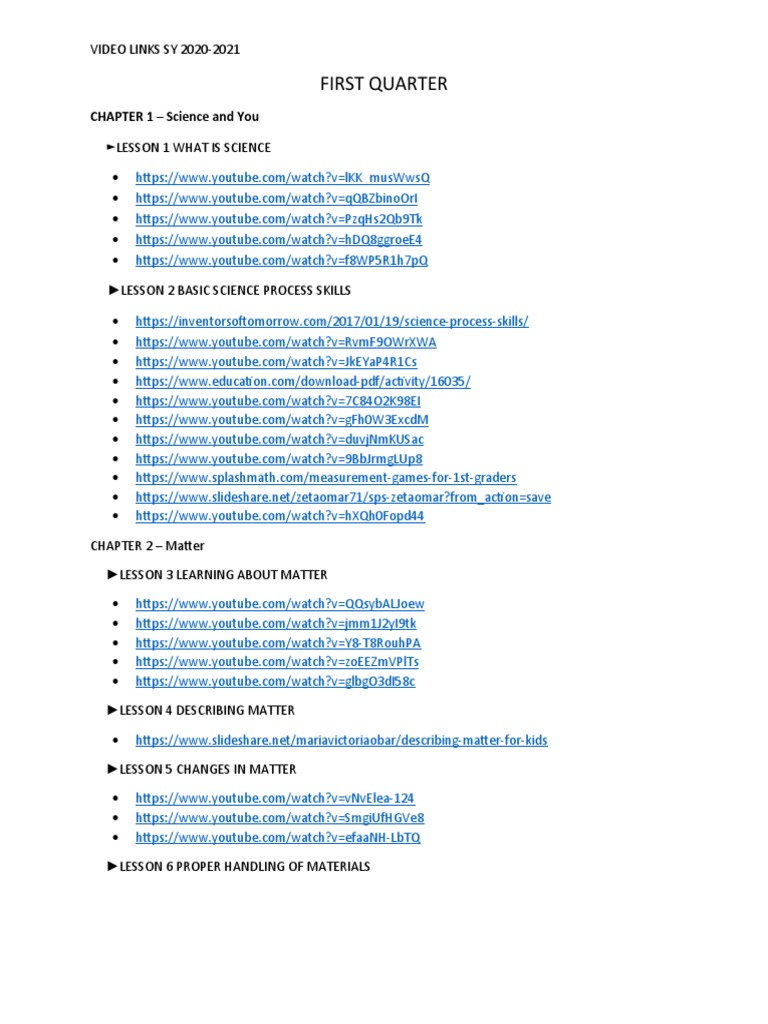 Grade 1 Science Curriculum Resources | PDF | Nature | Learning