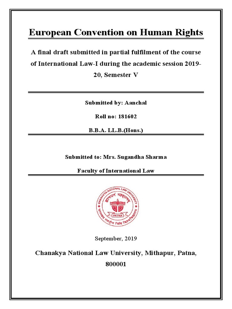 ECHR Draft Analysis | PDF | European Convention On Human Rights | Treaty