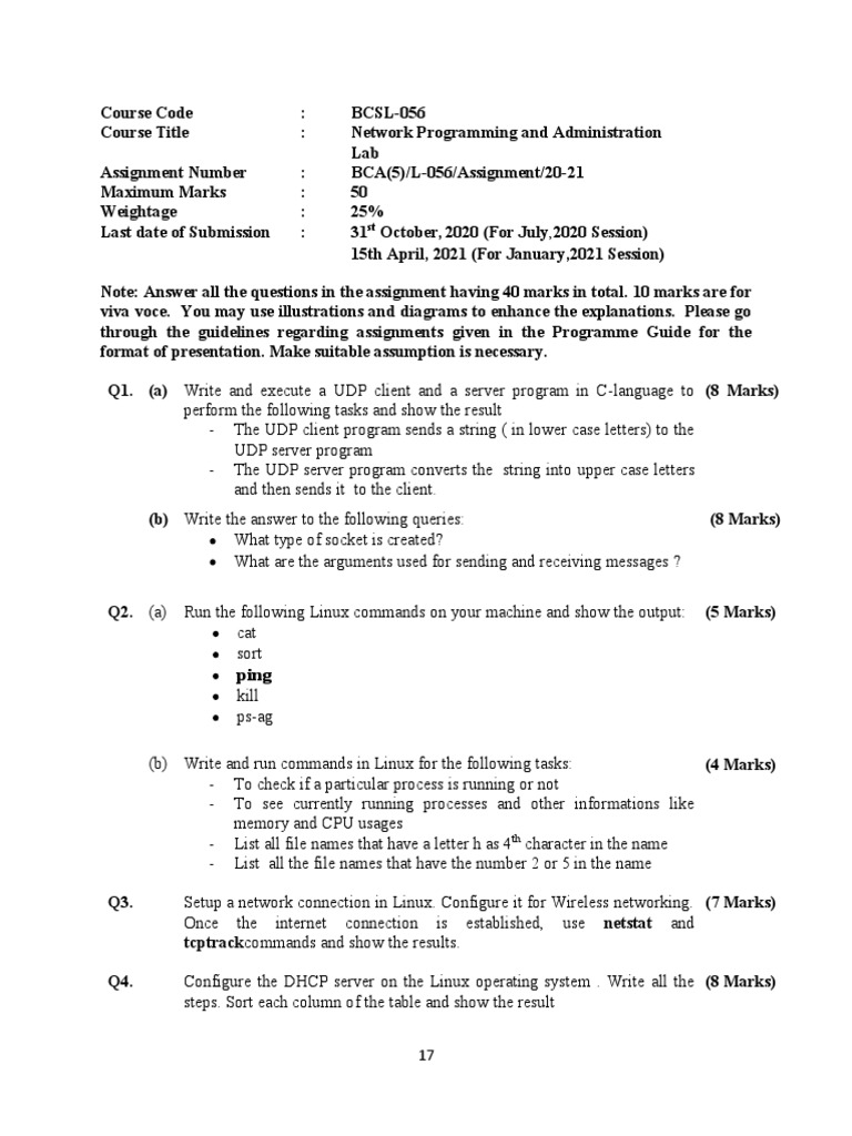BCSL 056 | PDF | Network Socket | Operating System