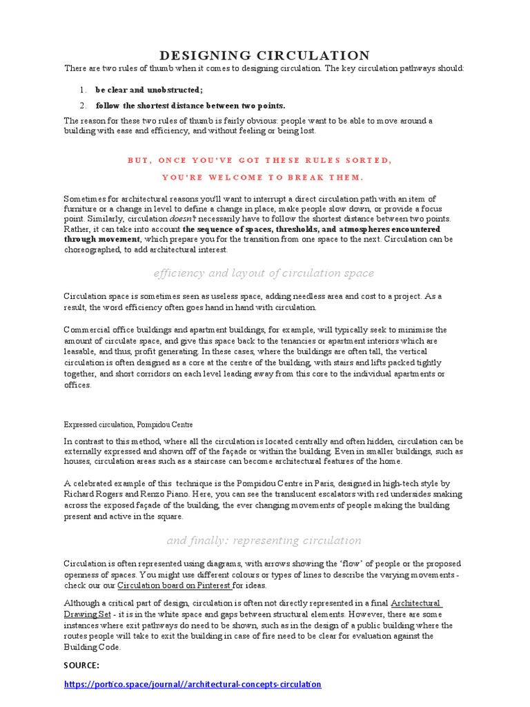 Designing Circulation: Efficiency and Layout of Circulation Space | PDF