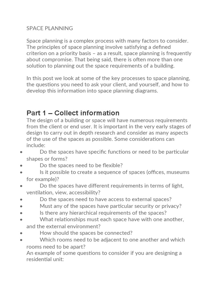 Part 1 - Collect Information | PDF | Space | Design