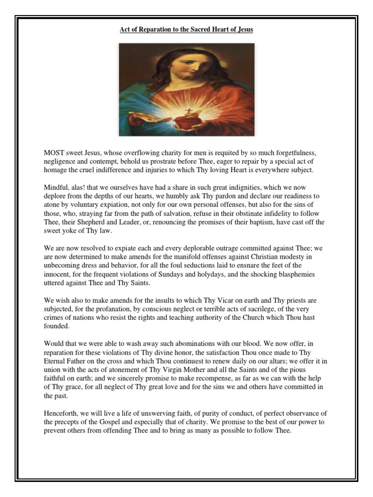 Act of Reparation to the Sacred Heart of Jesus | PDF | Systematic ...