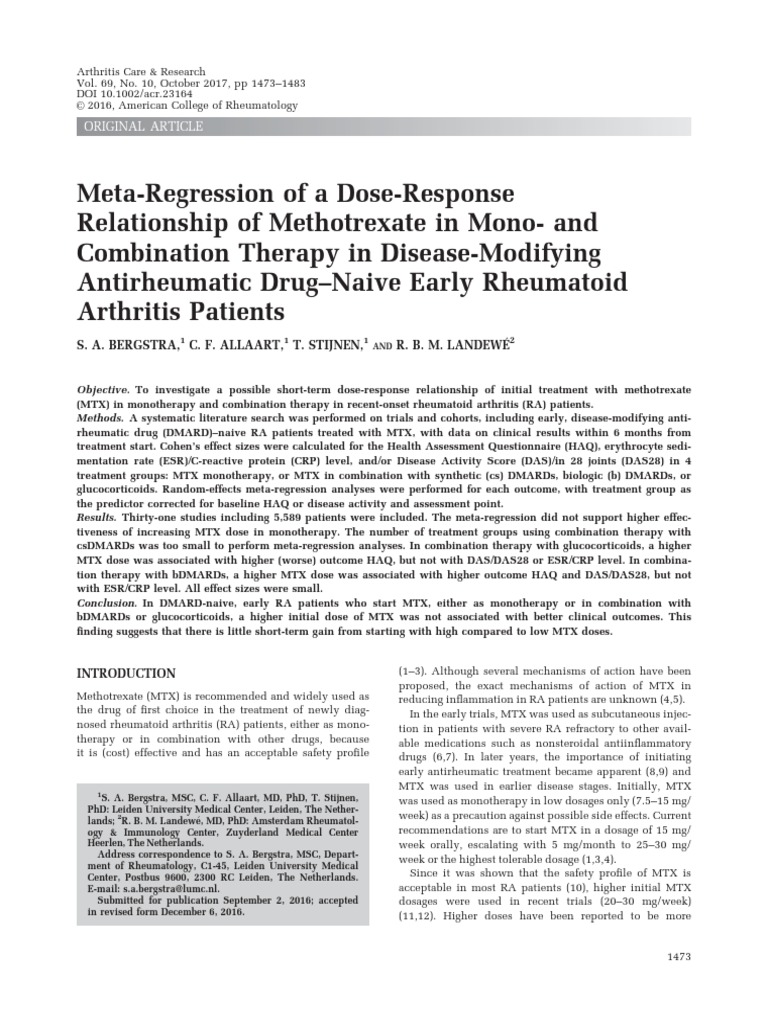 Acr 23164 | PDF | Rheumatoid Arthritis | Dose (Biochemistry)